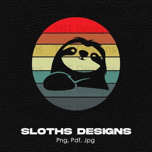 Vintage Sloth Digital Png File, Instant Download, Retro Sloth T-shirt ...