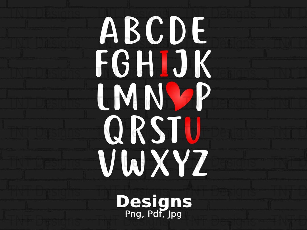 Alphabet ABC Love You Digital Png File Instant Download, Valentine's ...