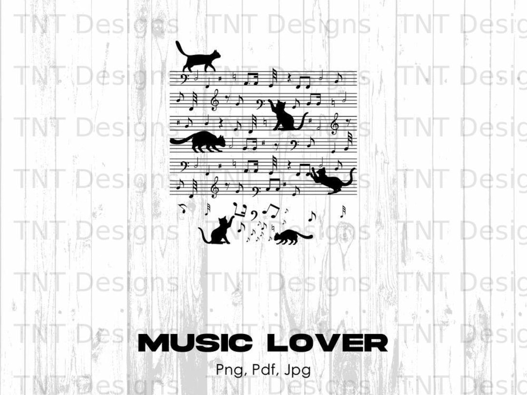 Funny Cats Music Musical Notes Digital Png File, Instant Download ...
