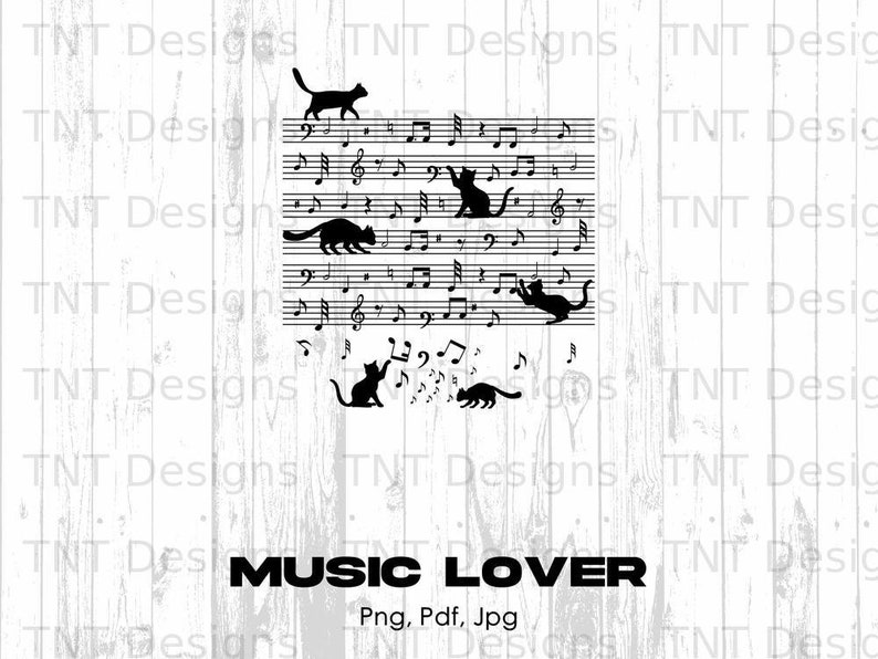 Funny Cats Music Musical Notes Digital Png File Instant - Etsy