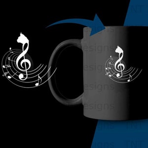 Cat Music Notes G Clef Digital Png File Instant Download - Etsy