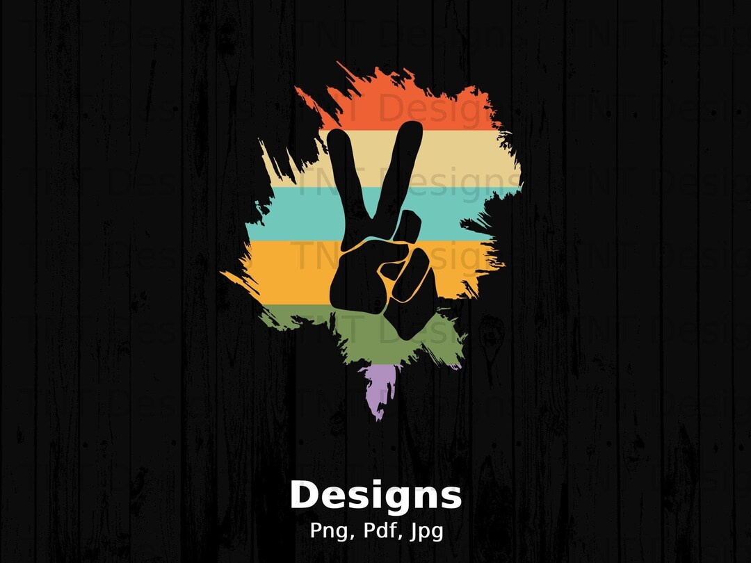 Vintage Peace Hand Sign Digital Png File Instant Download, Retro Peace ...