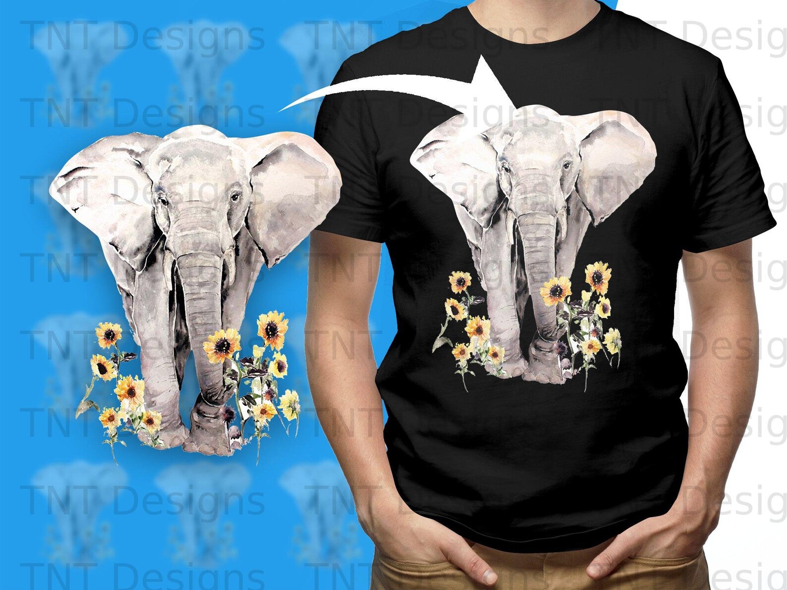Sunflower Elephant Png Digital File Instant Download, Elephant Lover T ...