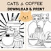 Cats and Coffee Printable Coloring Book, Cat Coloring Sheets, Kitten ...