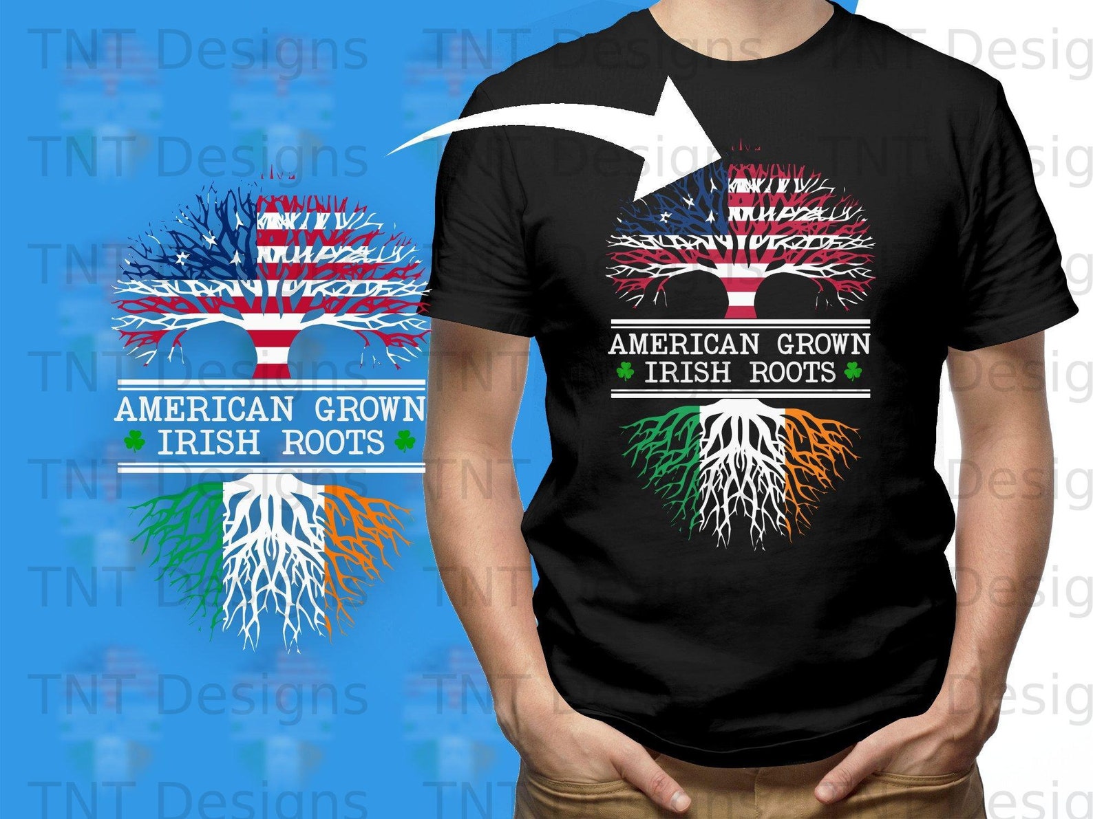 American Grown Irish Roots US Flag Png Digital File Instant Download ...