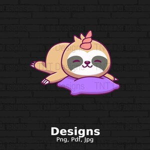 Sloth Laying on Pillow Digital Png File, Instant Download, Funny Sloth ...