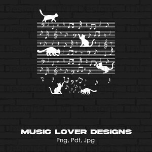 Cats Playing With Music Notes Digital File Instant Download, Funny ...