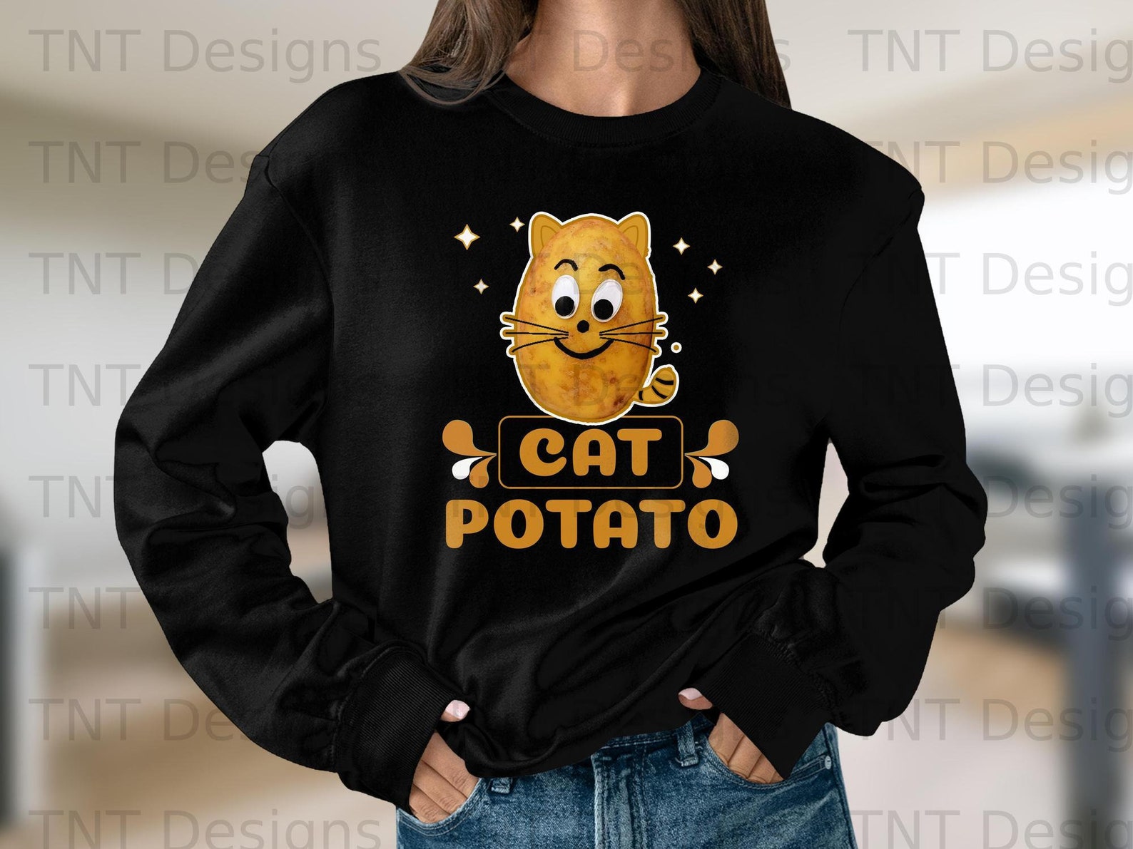 Cat Potato Digital Png File, Instant Download, Cute Fat Potato Cat T ...