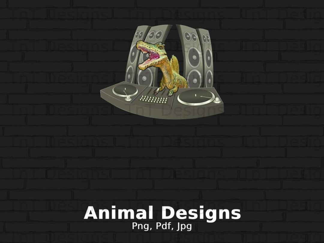 T Rex DJ Dinosaur Digital Png File, Instant Download, Party Jockey Png ...