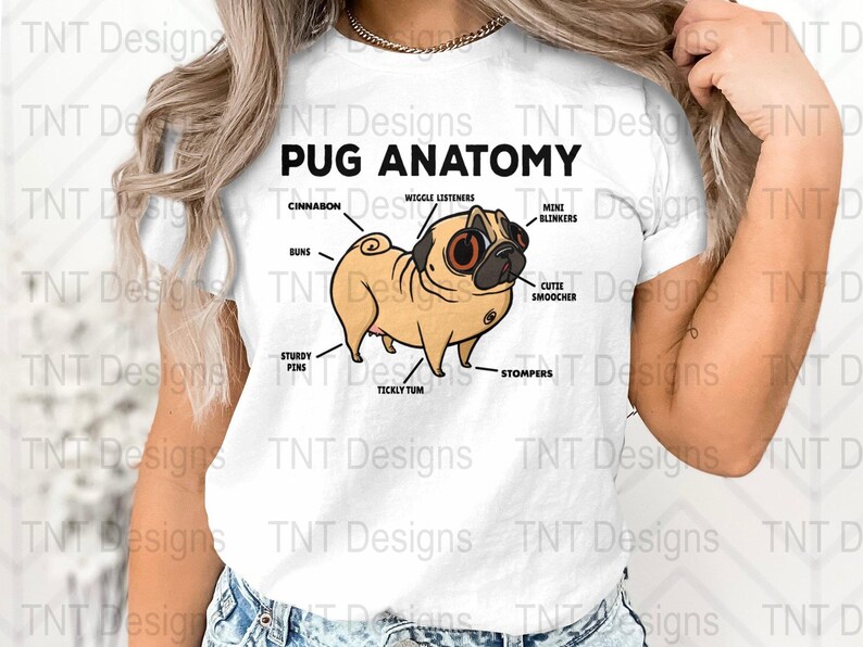 Pug Anatomy Digital Png File, Instant Download, Pug Owner T-shirt ...