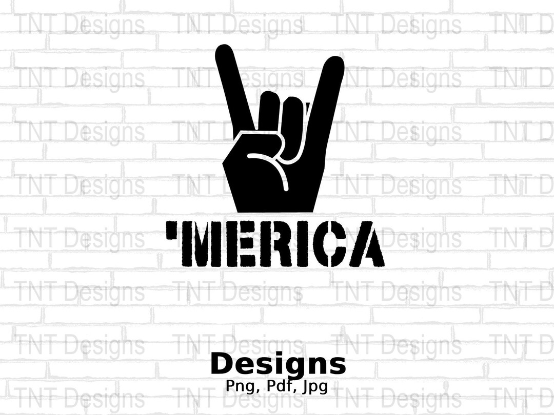 Merica Rock on Hand Sign Digital Png File, USA Flag Png, Patriotic ...