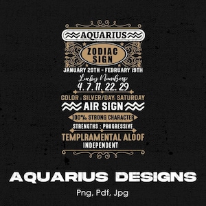 Aquarius Zodiac Sign Quote Digital Png File, Instant Download, Aquarius ...