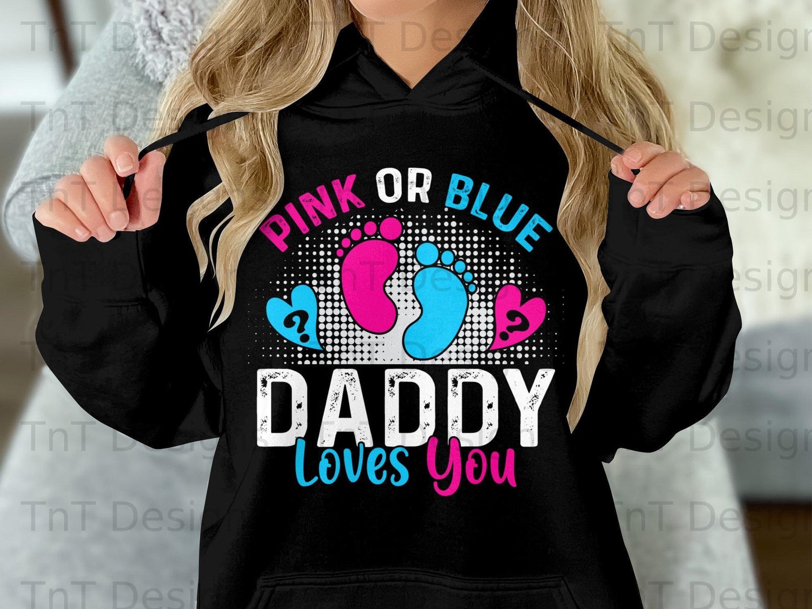 Pink or Blue Daddy Loves You Png Digital File Download, Gender Reveal ...