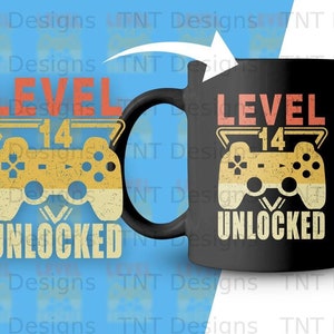 Level 14 Unlocked Birthday Gamer Digital Png File, Instant Download ...