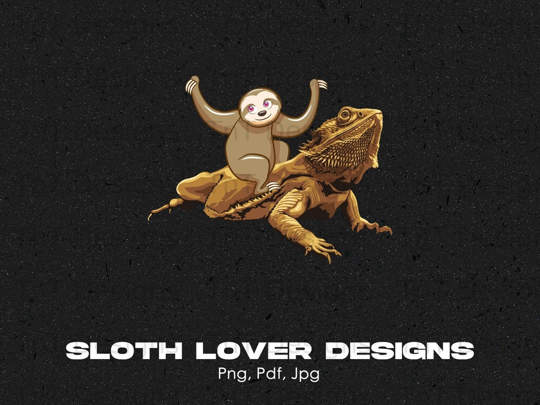 Sloth Riding Bearded Dragon Lizard Digital Png File, Instant Download ...