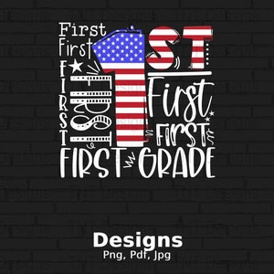 1st Grade Digital Png File, Instant Download, First Grade T-shirt ...