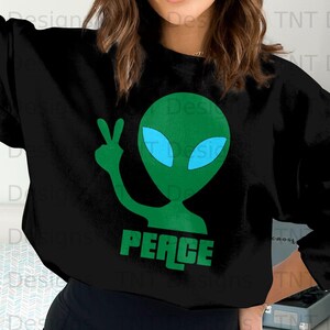 Alien Peace Sign Digital Png File, Instant Download, Funny Alien T ...