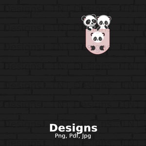 Pocket Panda Digital Png File, Instant Download, Panda T-shirt Design ...