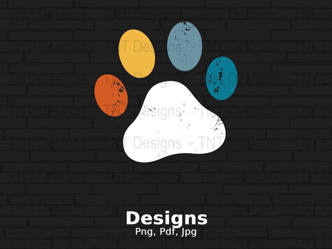 Colorful Dog Paw Print Digital Png File, Instant Download, Fur Mom Png ...