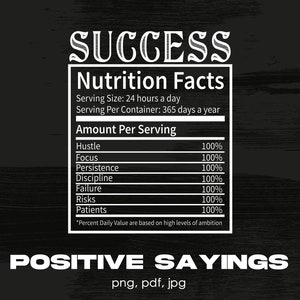 Success Ingredients Nutritional Facts Digital Png File, Instant ...
