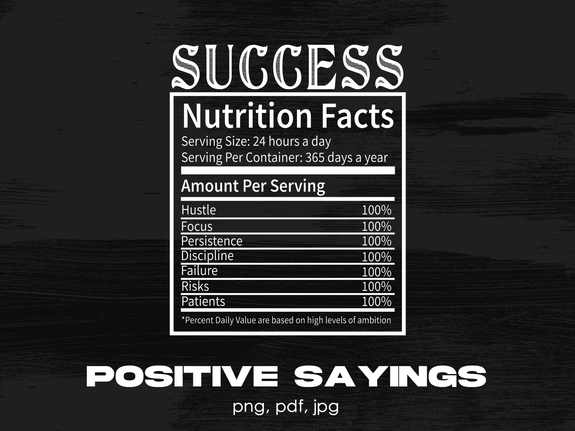 Success Ingredients Nutritional Facts Digital Png File, Instant ...