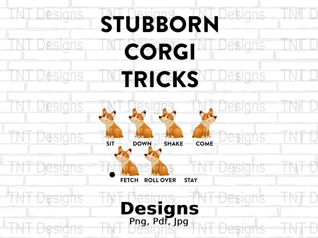 Stubborn Corgi Tricks Digital Png File Instant Download, Funny Corgi T ...