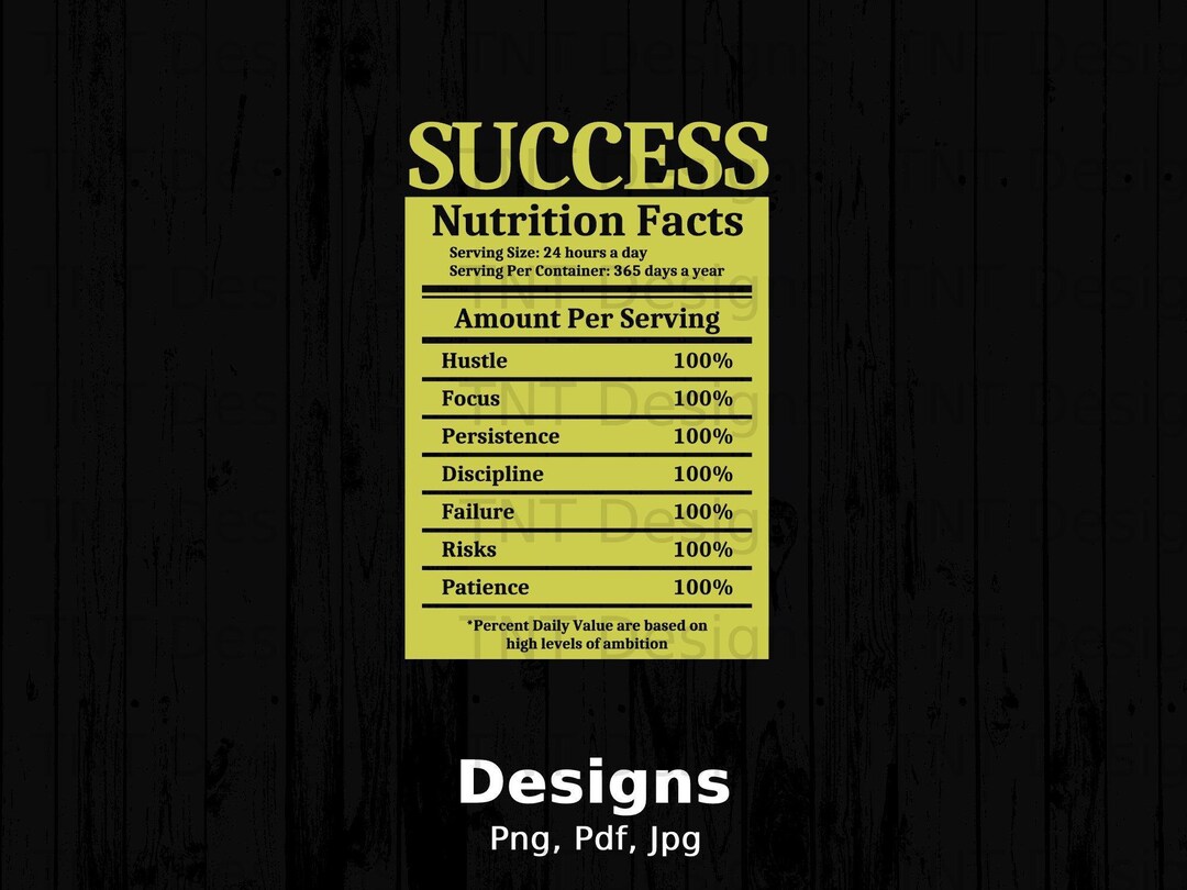 Success Ingredients Nutritional Facts Digital Png File, Instant ...