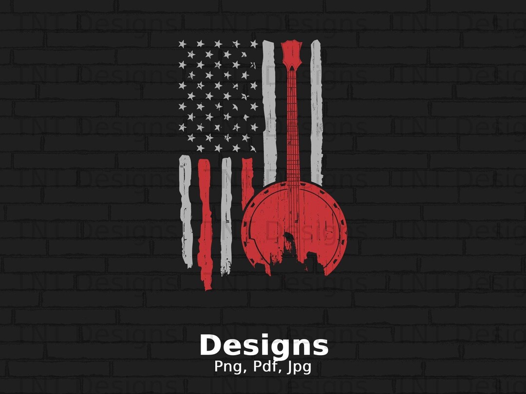 Banjo USA American Flag Digital Png File, Instant Download, Musical ...