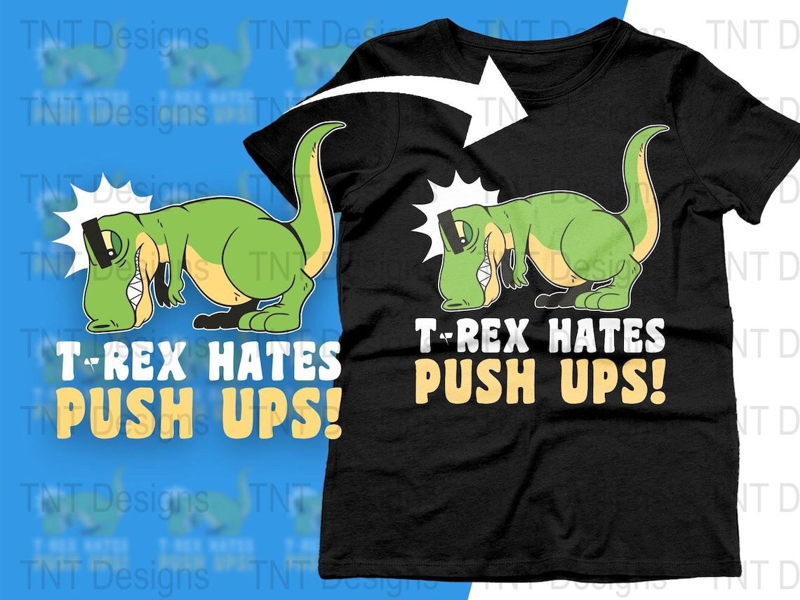 T Rex hasst Push-Ups Digitale Png-Datei, Sofortiger Download, lustiges ...