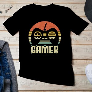 Vintage Gamer Digital Png File, Instant Download, Gaming Sunset T-shirt ...