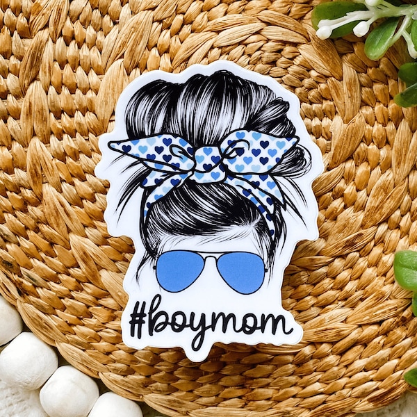 Boy Mom Messy Bun Sticker Decal - Etsy