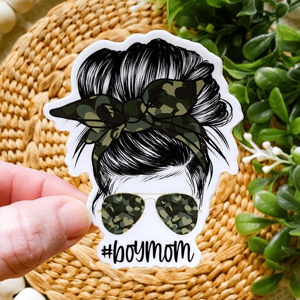 Boy Mom Messy Bun Sticker Decal - Etsy