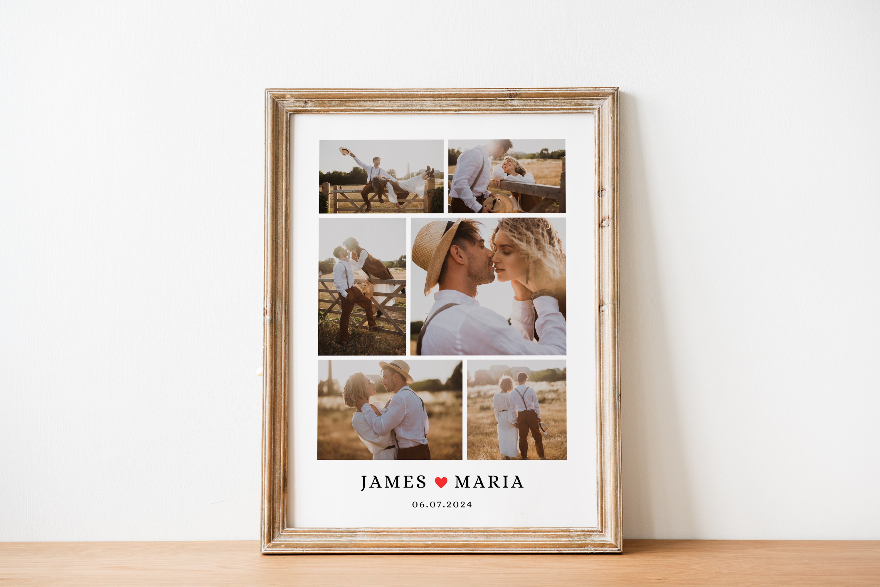 Custom Love Couple Photo Collage Template for Canva, Personalized ...
