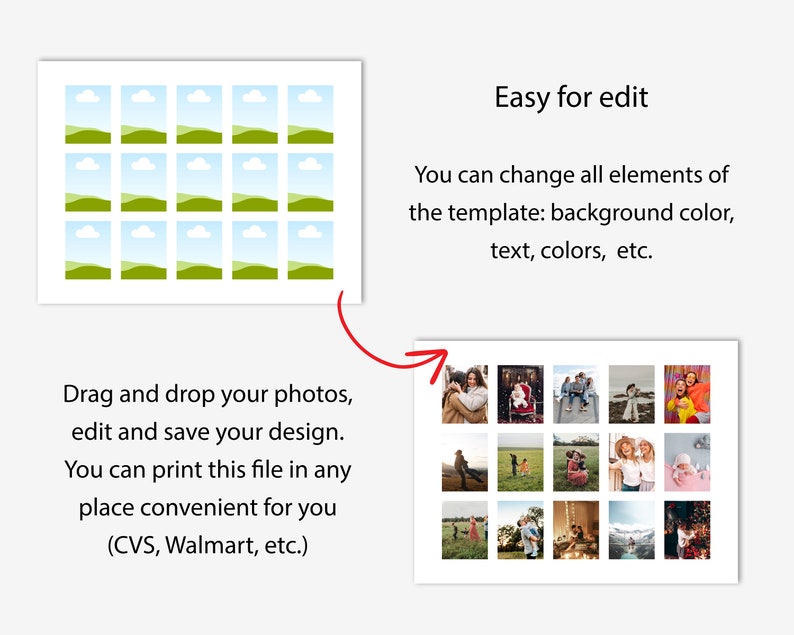 Custom Minimalistic Photo Collage Template for Canva, Personalized ...