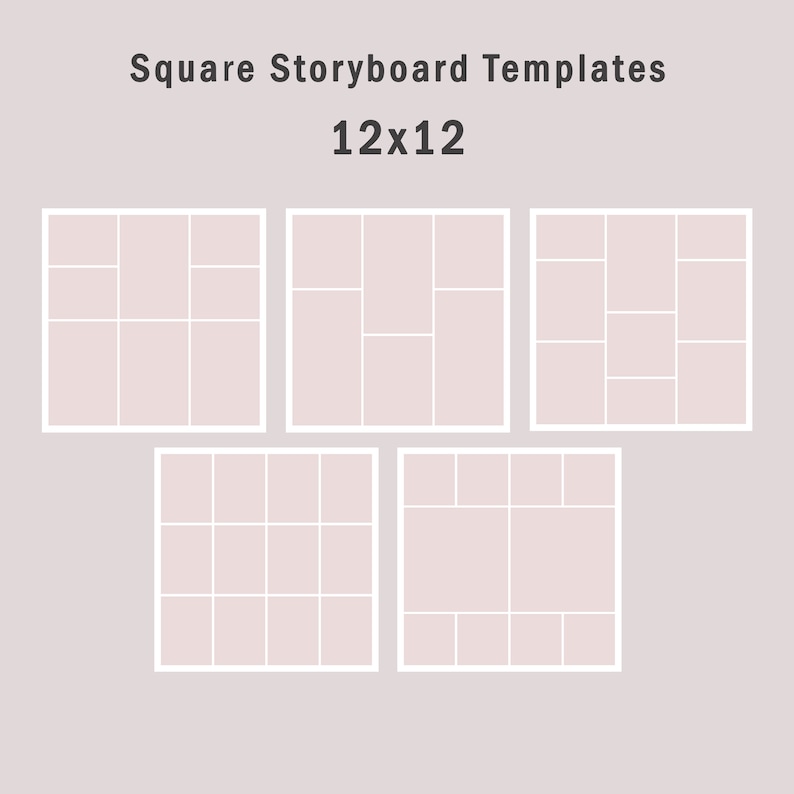 3 Square Storyboard Templates for Canva, 12x12, Photo Collage Templates ...