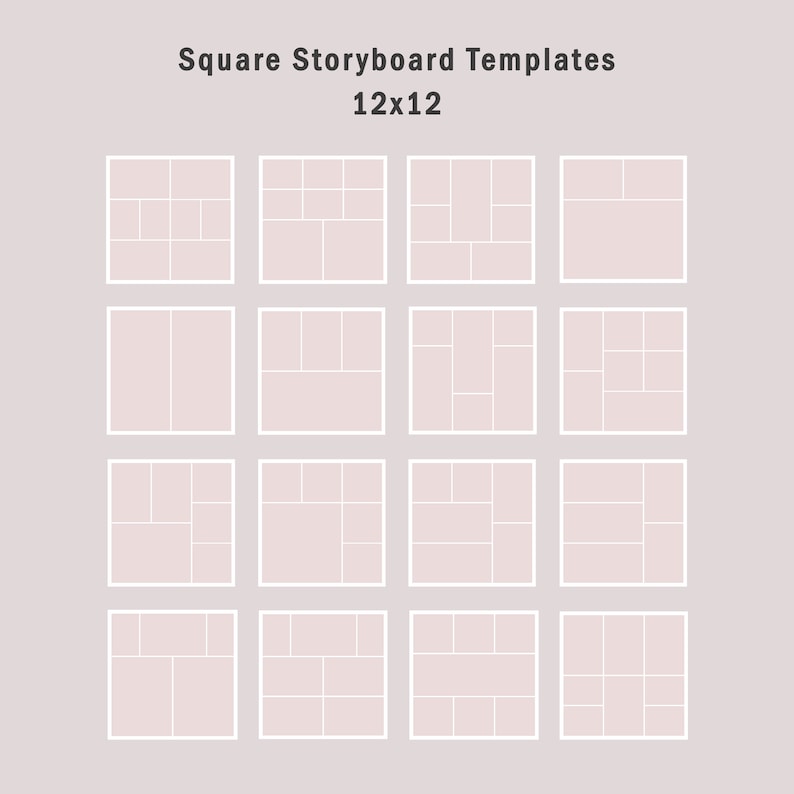 3 Square Storyboard Templates for Canva, 12x12, Photo Collage Templates ...