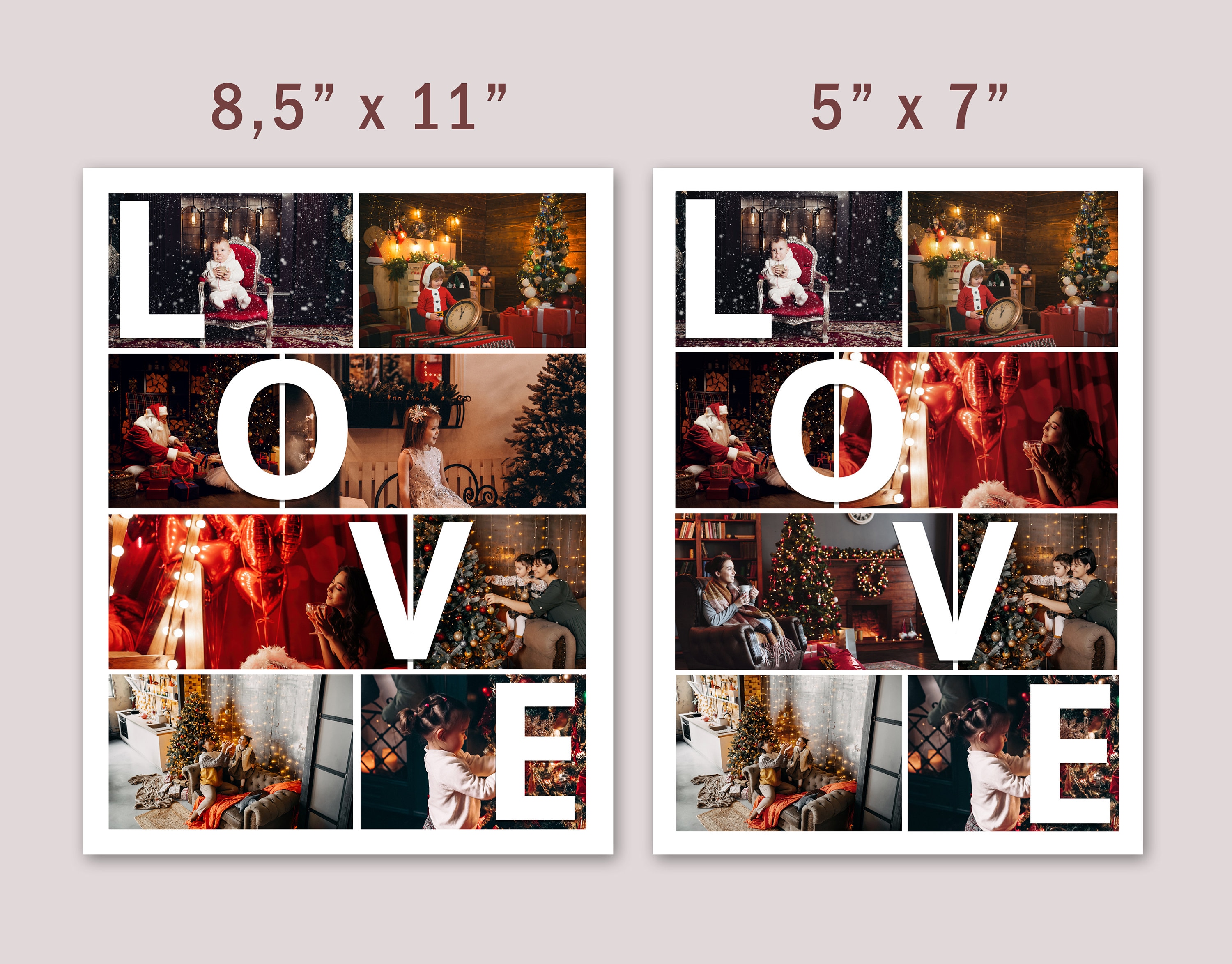 Love Collage Photo Template for Canva, Photography Collage Template ...