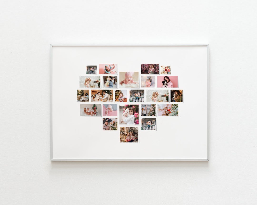Custom Minimalistic Heart Photo Collage Template for Canva ...