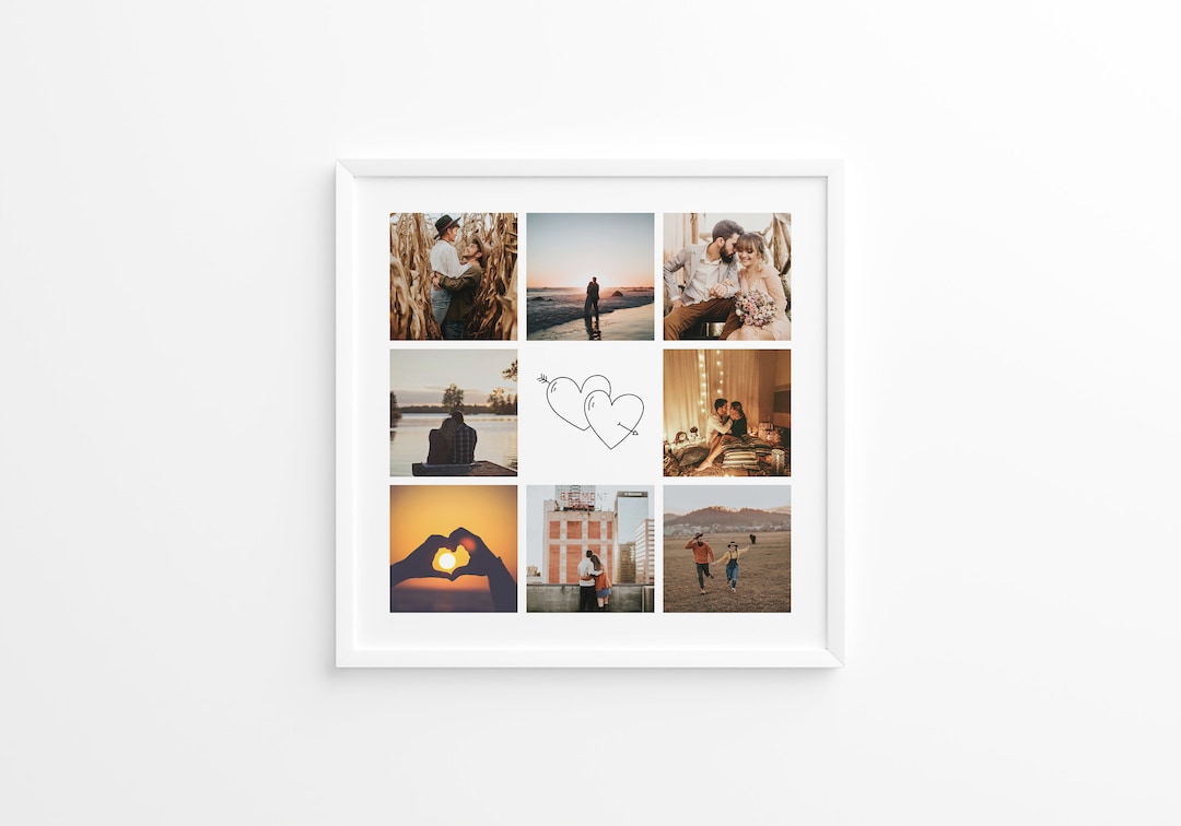 Square Couple Collage Template for Canva, Personalized Love Photo ...