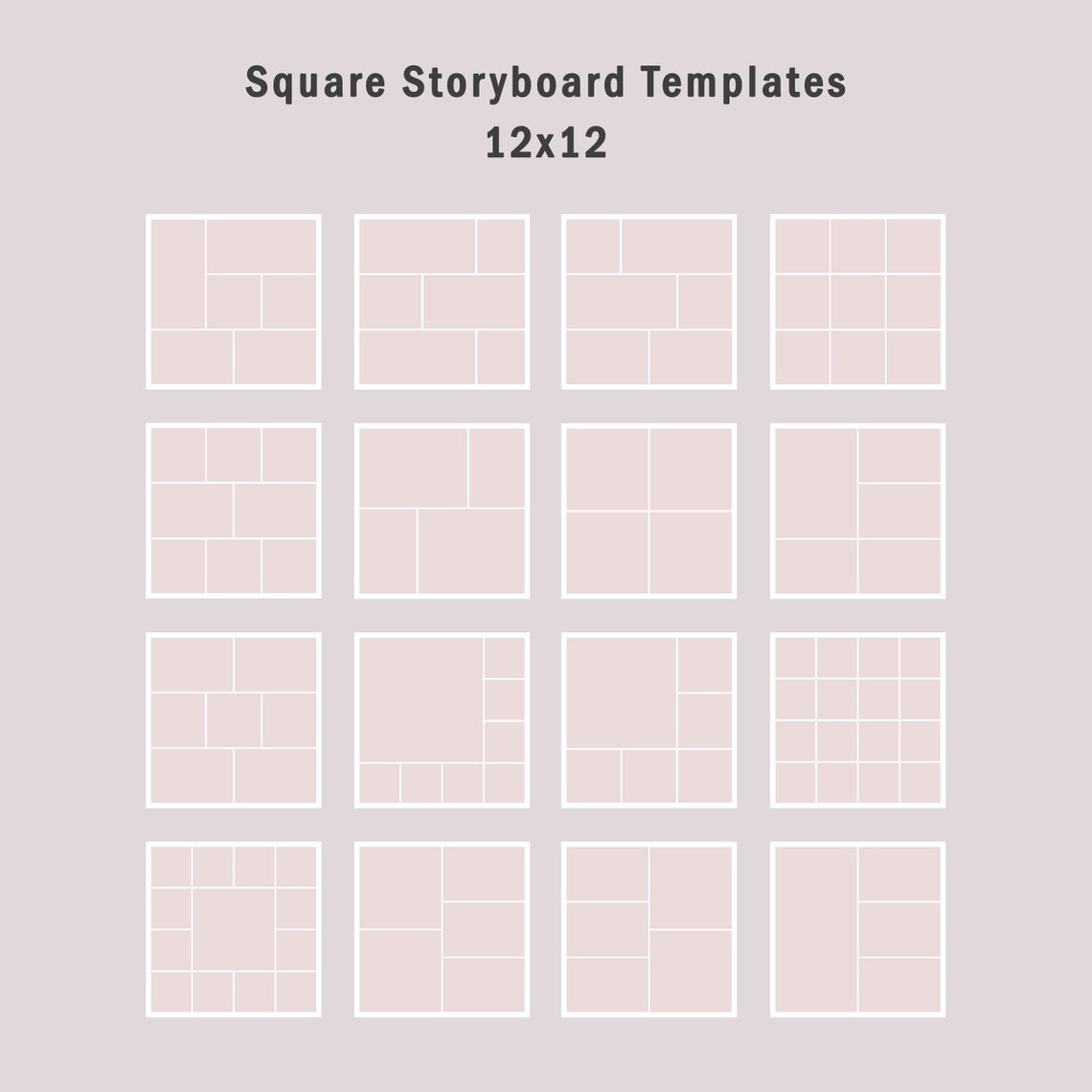 3 Square Storyboard Templates for Canva, 12x12, Photo Collage Templates ...
