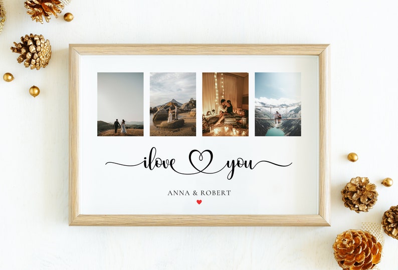 Love Couple Photo Collage Template for Canva, Personalized Couple Photo ...