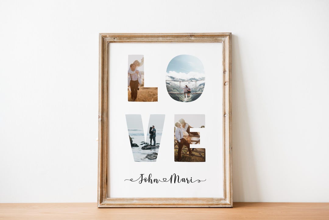 Love Couple Photo Collage, Custom Photo Collage, Personalized Collage ...