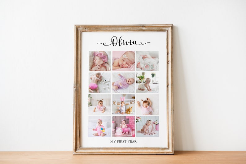 Personalized Baby First Year Collage, Custom Collage, Happy Birthday ...