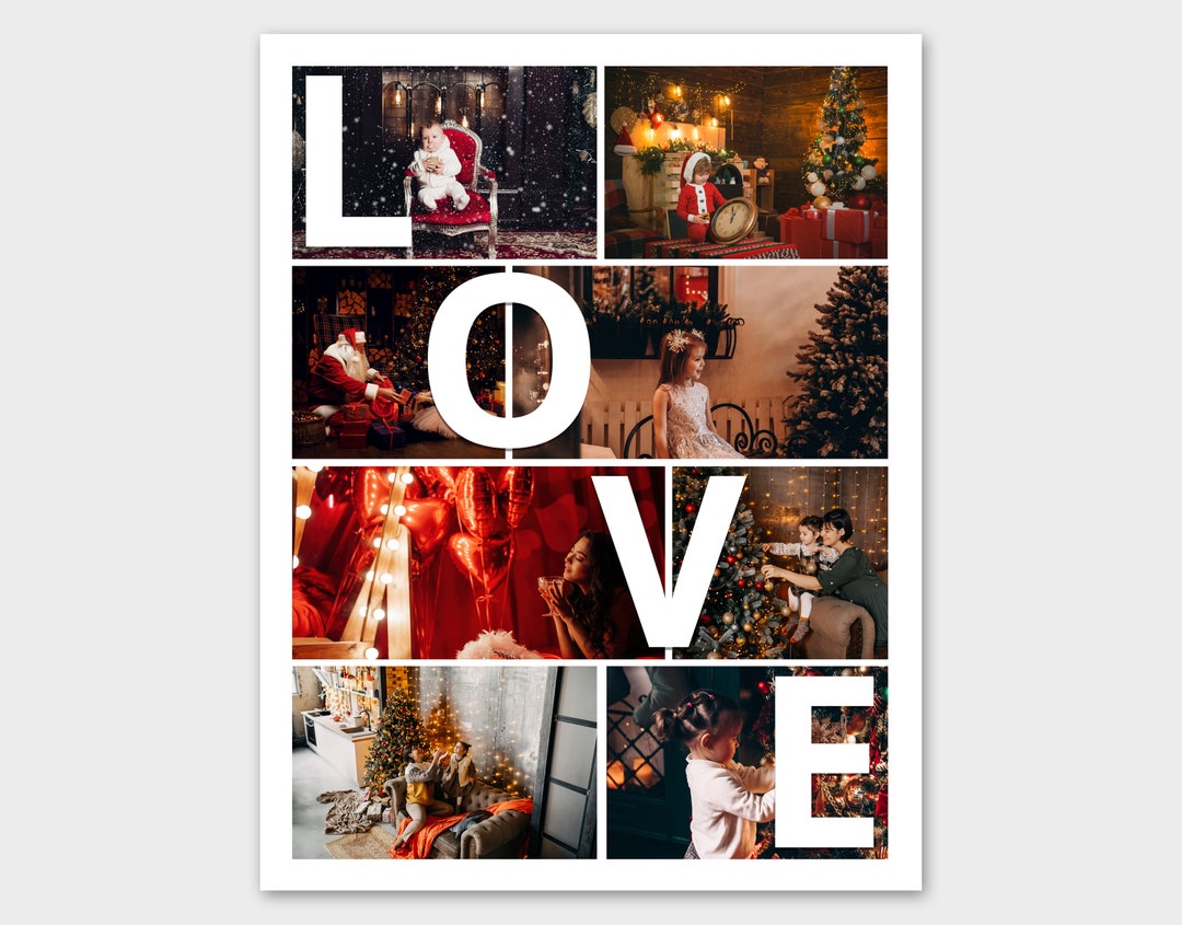 Love Collage Photo Template for Canva, Photography Collage Template ...