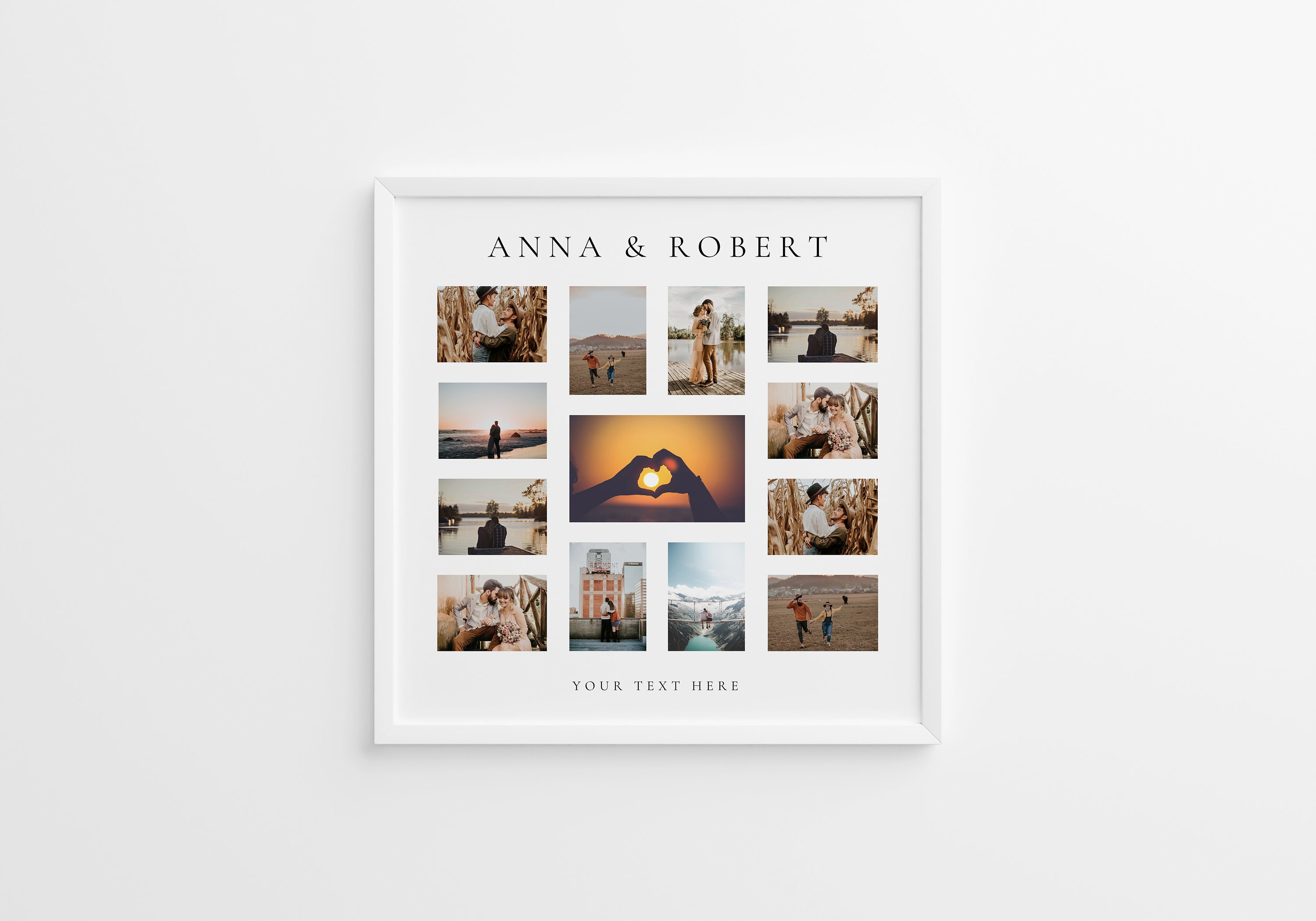 Square Love Photo Collage Template for Canva, Personalized Couple Photo ...