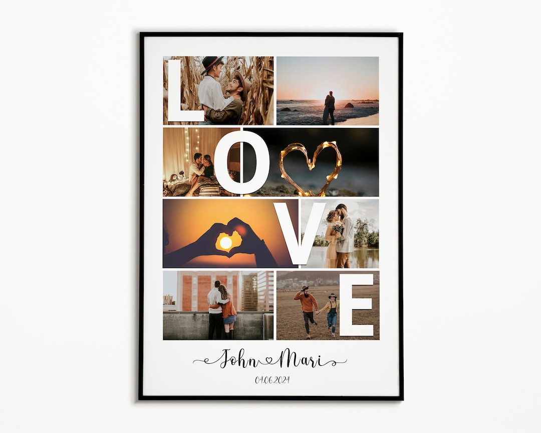 Couple Photo Collage, Personalized Collage, Love Photo Collage, Couple ...