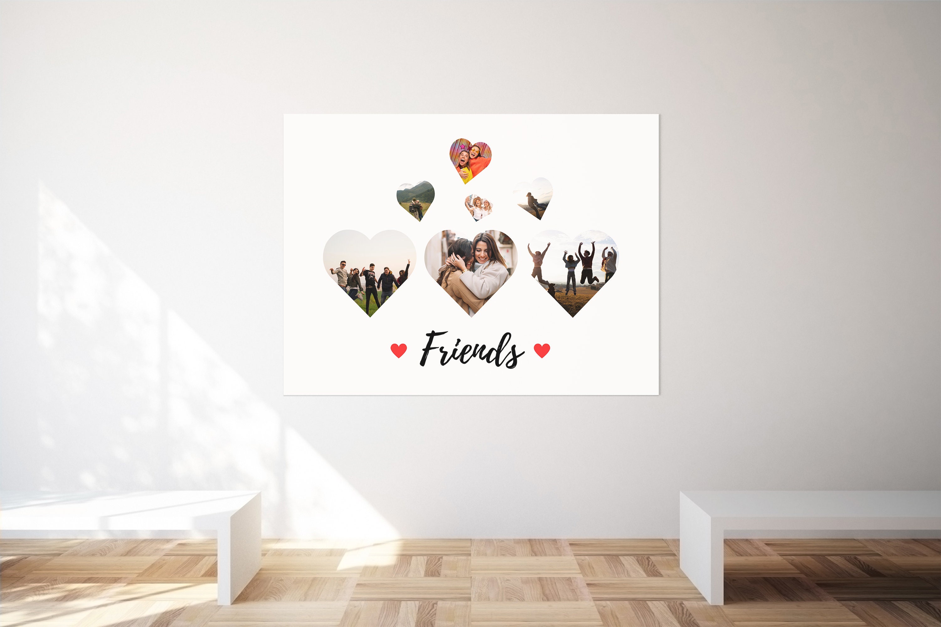 Custom Heart Friends Photo Collage Template for Canva, Personalized ...
