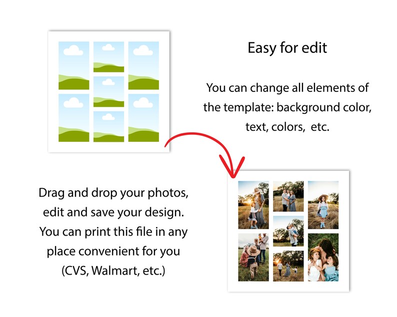 Custom Square Minimalistic Photo Collage Template for Canva ...