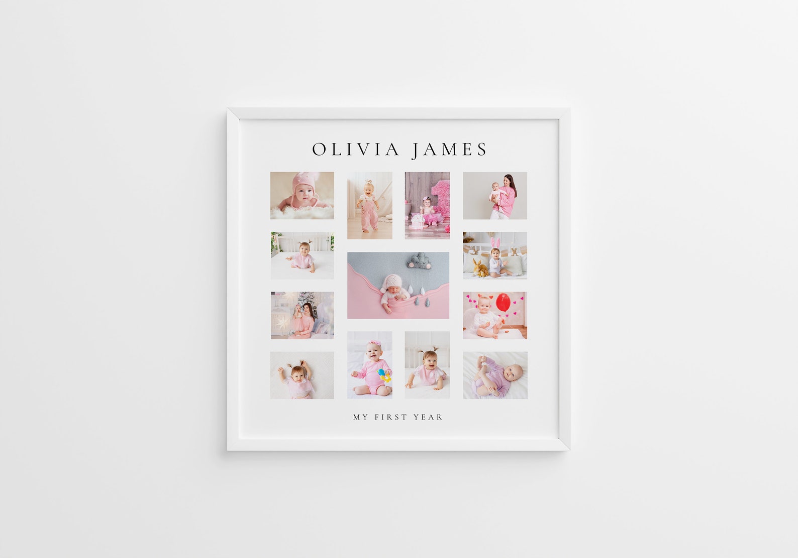 Square Baby First Year Collage Template for Canva, Personalized Baby ...