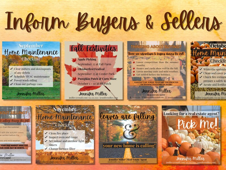 Real Estate Social Media Fall Real Estate Marketing Fall - Etsy